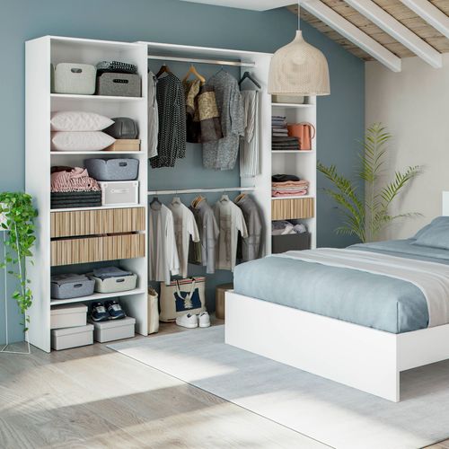 Kit dressing L. 190 cm ETHNA blanc et imprimé effet relief - Kit ...