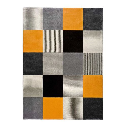 Tapis Géométrique Gladys 12139 Gris/noir/moutarde 140x200 Cm - Tapis ...