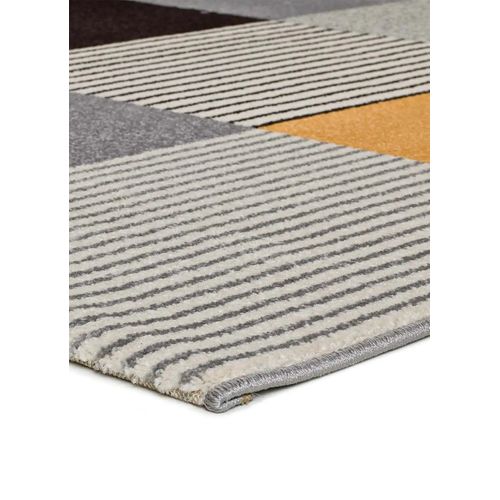 Tapis Géométrique Gladys 12139 Gris/noir/moutarde 160x230 Cm - Tapis ...