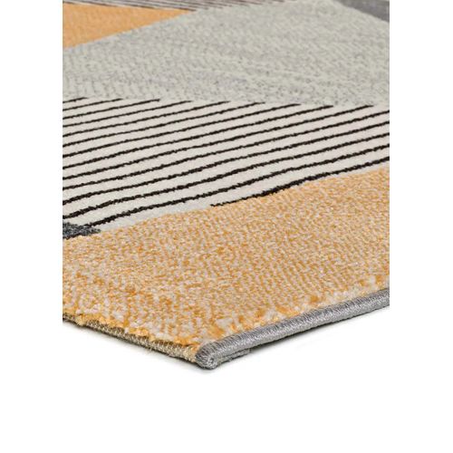 Tapis Géométrique Gladys 12140 Gris/noir/moutarde 60x120 Cm - Tapis ...
