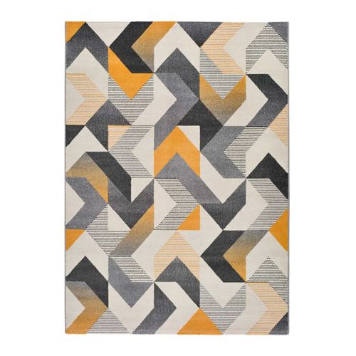 Tapis Géométrique Gladys 12184 Gris/moutarde/beige 60x120 Cm - Tapis ...