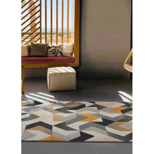 Tapis Géométrique Gladys 12184 Gris/moutarde/beige 140x200 Cm - Tapis ...