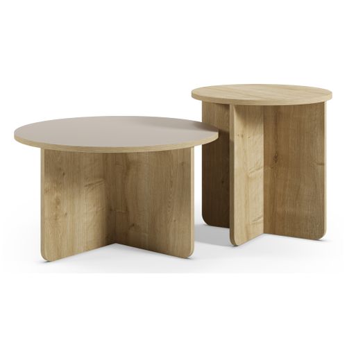 Lot de 2 tables basses HILLARY imitation chêne - Table basse BUT