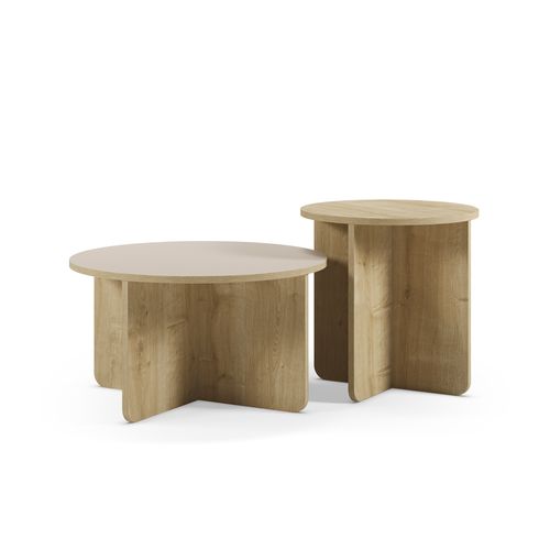 Lot de 2 tables basses HILLARY imitation chêne - Table basse BUT