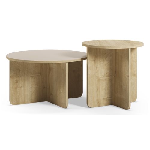 Lot de 2 tables basses HILLARY imitation chêne - Table basse BUT