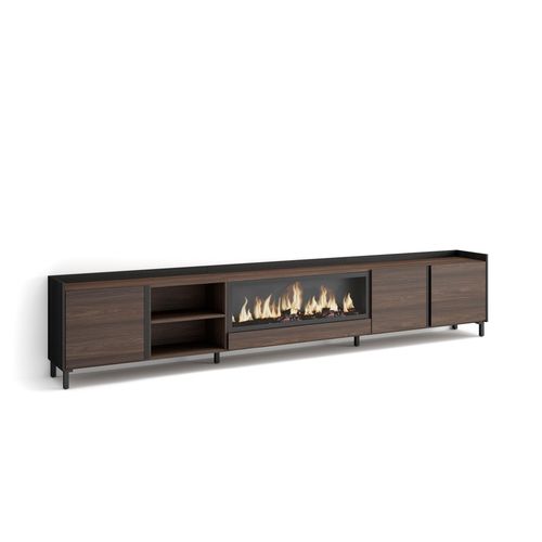 Meuble TV, Banc Télé, 315x35x61cm, Cheminée électrique XXL, Design ...