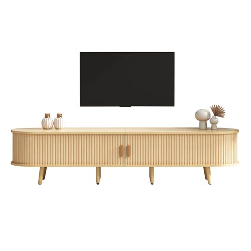 Meuble TV De Salon Avec Espace De Rangement + Plateau Rond Mdf Grain De ...