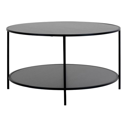 Table Basse Ronde Vita En Noir Avec Structure En Acier, D.80×45 Cm ...
