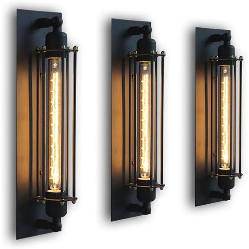 1pack Vintage Retro Applique Murale Tutbe Metal Cafés Cage Éclairage ...