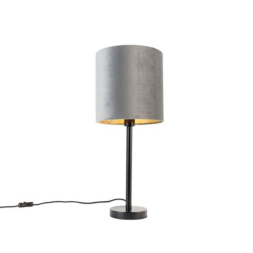 Lampe De Table Moderne Noire Avec Abat-jour Gris 25 Cm - Simplo - Lampe ...