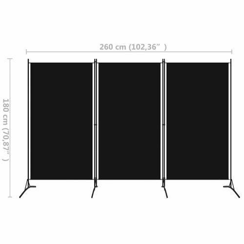 Paravent à 3 Panneaux Noir 260x180 Cm Pliable Tissu Design - Paravent BUT