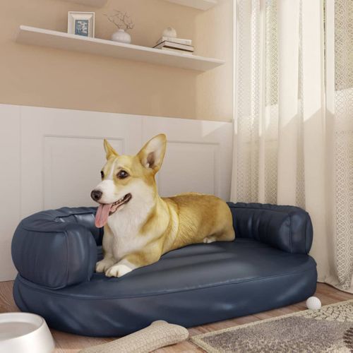 Lit Pour Chien Ergonomique Mousse Bleu Foncé 88x65cm Similicuir - Chien BUT