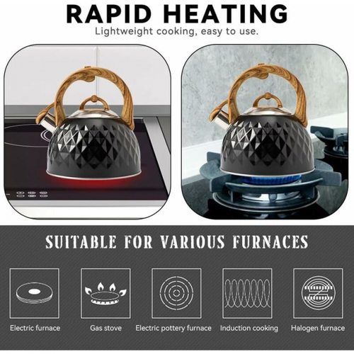 1 Pièce, Noir Bouilloire, 3l Theiere Induction, Bouilloire Sifflante ...