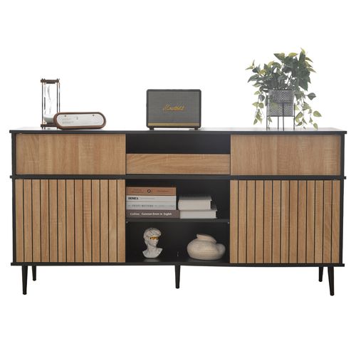 Buffet Avec 4 Portes Coulissantes Et 1 Tiroir, Chêne Combiné Avec Du ...
