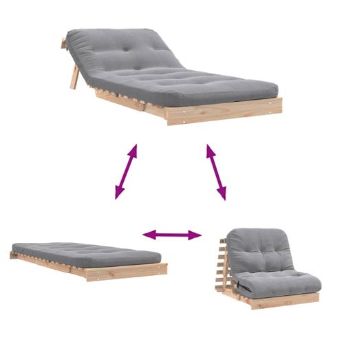 Chauffeuse - Fauteuil Convertible Futon Avec Matelas 90x206x11 Cm Bois ...