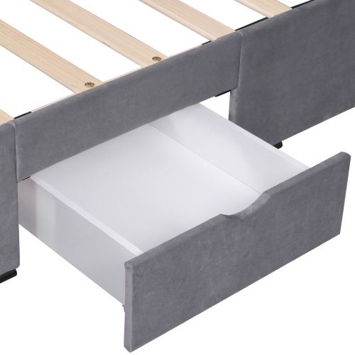 Lit Rembourré En Velours 160 X 200 Cm, Avec Sommier à Lattes, Dossier ...