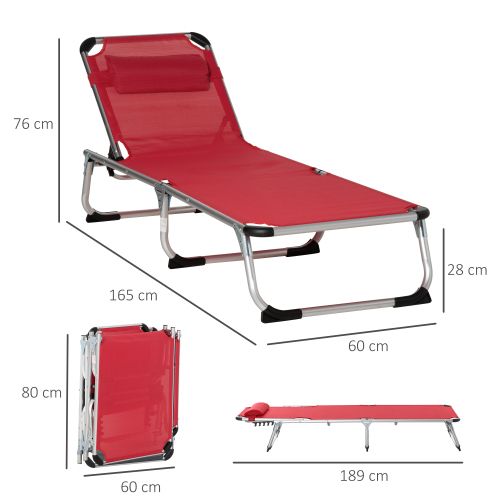 Chaise Transat Pliable 5 Positions Ergonomique, Tissu Mesh Rouge ...