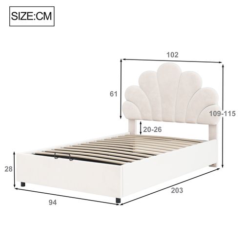 Lit Coffre Enfant 90x200cm, Avec Tête De Lit En Forme De Fleur, Tête De ...