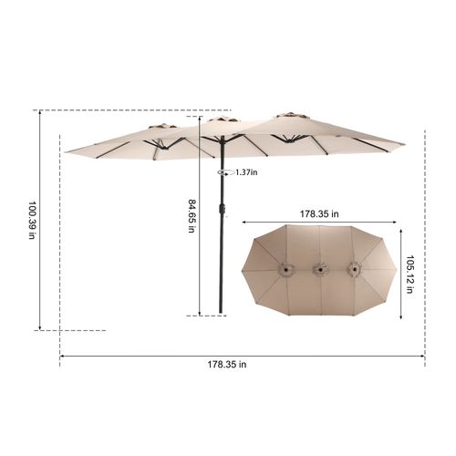 Parasol Double Face 4,5 M Rectangulaire Kaki Avec Manivelle - Parasol BUT