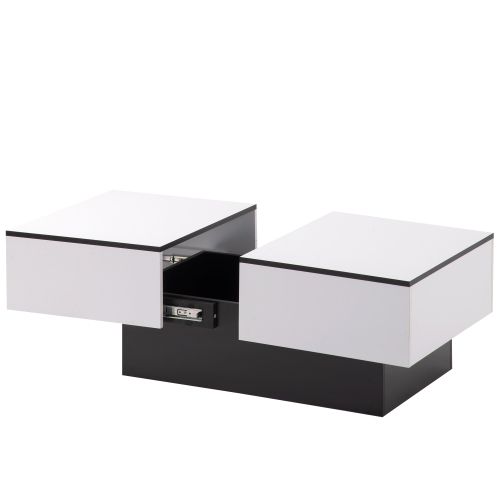Table Basse Rectangulaire Blanche Avec Table Extensible Et 2 Espaces De Rangement - Table basse BUT