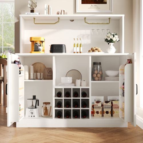 Buffet De Cuisine Avec Rangement, Support Pour Verres à Vin, Grain De ...