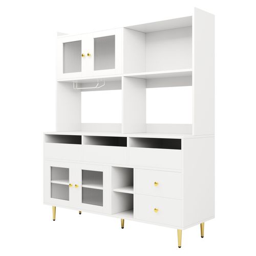Vaisselier Design - Buffet Haut Avec Portes Vitrées Et Meuble Rangement ...