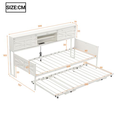 Lit Gigogne 90x200 Cm - Lit Ado Extensible Avec Rangement, Métal ...