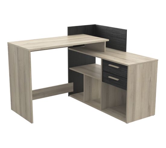 Bureau d'angle OPTIMA 2 imitation chêne et noir - Bureau - Secrétaire BUT