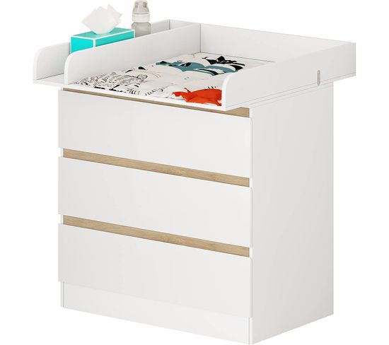 Commode À Langer 3 Tiroirs Avec Table À Langer En MDF 80x48x78 cm ...