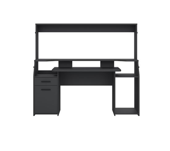 Bureau gamer avec réhausse BXGAMING Gris foncé mat NAKA - Bureau ...