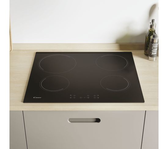 Table vitrocéramique CANDY CC64CH 4 foyers Noir - Plaque vitrocéramique BUT